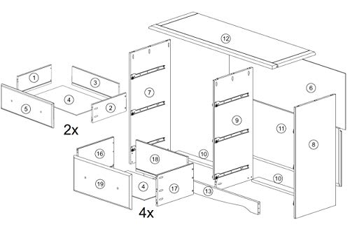 Palace Imports 100% Solid Wood Dresser, White. Requires Assembly