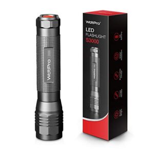 wdtpro high-powered led flashlight s3000, super bright flashlights - high lumen, ip67 water resistant, 3 modes and zoomable for camping, emergency, hiking, gift