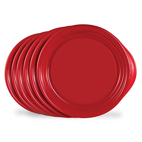 Preserve Everyday BPA Free Dinner Plates Made from Recycled Plastic, Set of 6, Pepper Red