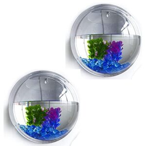 2pack 5.9'' wall mounted clear acrylic round fish tank flower pot vase decoration wall hanging mount fish bowl fish bubble aquarium decorative plant pot hanging hydroponic pot