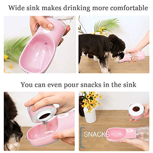 MAOCG Dog Water Bottle for Walking, Multifunctional and Portable Dog Travel Water Dispenser with Food Container,Detachable Design Combo Cup for Drinking and Eating,Suitable for Cats and Puppy