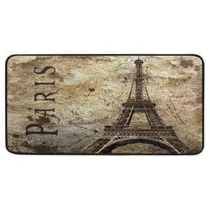 alaza vintage paris eiffel tower non slip kitchen floor mat kitchen rug for entryway hallway bathroom living room bedroom 39 x 20 inches(1.7' x 3.3')