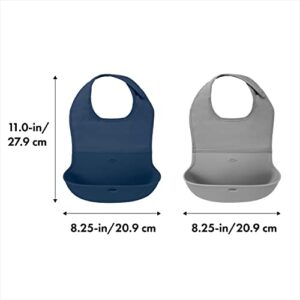 OXO Tot Roll-Up Bib 2 Pack Gray/Navy