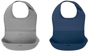 oxo tot roll-up bib 2 pack gray/navy