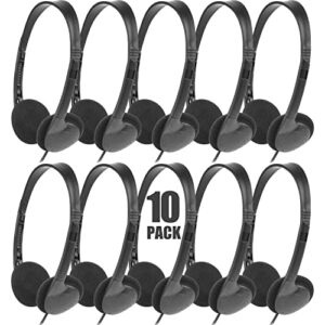 hongzan kids headphones bulk 10 pack for school students children teen boys girls, wholesale disposable headphones classroom earphones(black)