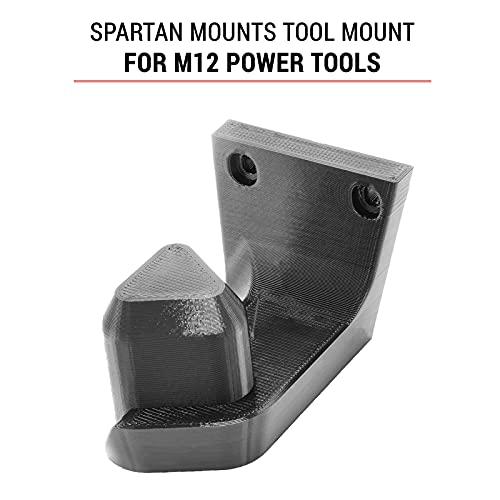 Spartan Mounts Wall Hook for Milwaukee M12 Tools Left - 12 Volt Power Tool Holder, High Strength Low Profile Bracket, Convenient Easy Access Garage Organization