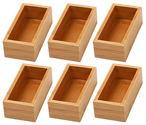 YBM HOME Bamboo Drawer Organizer Storage Box for Kitchen Drawer, Junk Drawer, Office, Bedroom, Children Room, Craft, Sewing, and Bathroom, 6 Pack 3x6x2 inch