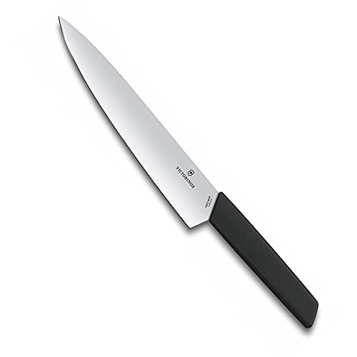 Victorinox 6.9013.22B Swiss Modern Carving Knife for Carving Meat, Slicing and Dicing Meats, Vegetables or Fruits Straight Blade in Black, 8.7 inches