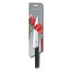 Victorinox 6.9013.22B Swiss Modern Carving Knife for Carving Meat, Slicing and Dicing Meats, Vegetables or Fruits Straight Blade in Black, 8.7 inches