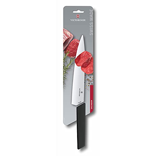 Victorinox 6.9013.22B Swiss Modern Carving Knife for Carving Meat, Slicing and Dicing Meats, Vegetables or Fruits Straight Blade in Black, 8.7 inches