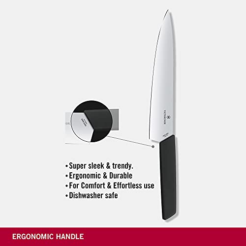 Victorinox 6.9013.22B Swiss Modern Carving Knife for Carving Meat, Slicing and Dicing Meats, Vegetables or Fruits Straight Blade in Black, 8.7 inches