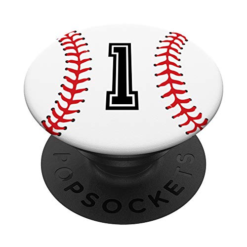 Baseball Player Jersey Number 1 | Baseball Gifts PopSockets PopGrip: Swappable Grip for Phones & Tablets