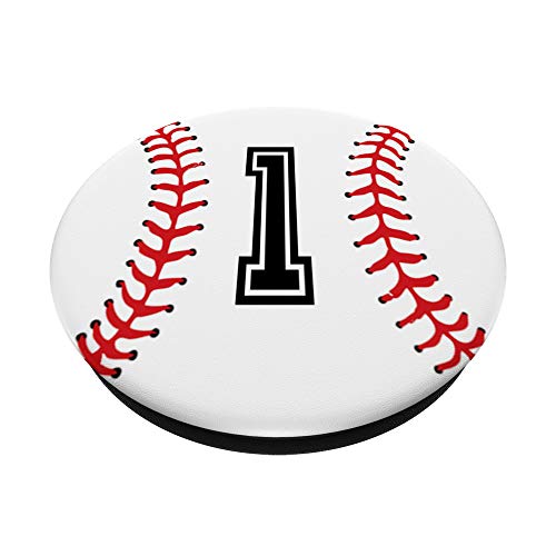 Baseball Player Jersey Number 1 | Baseball Gifts PopSockets PopGrip: Swappable Grip for Phones & Tablets