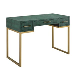 southern enterprises carabelle desk, textured emerald alligator, gold