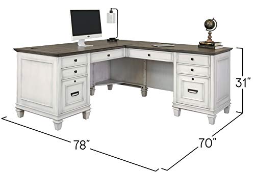 Martin Furniture Pedestal Desk, White