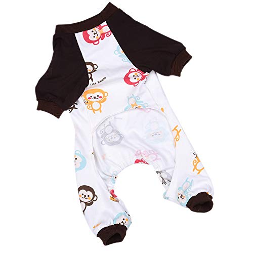 SELMAI Dog Pajamas Cat Pjs Sleepwear Breathable Soft Cotton Elastic Cat Apparel Pet Costume Cartoon Monkey rompers for Small Puppy Girls Shirts Doggies Jumpsuit Easy on Spring Summer Autumn Clothes XL