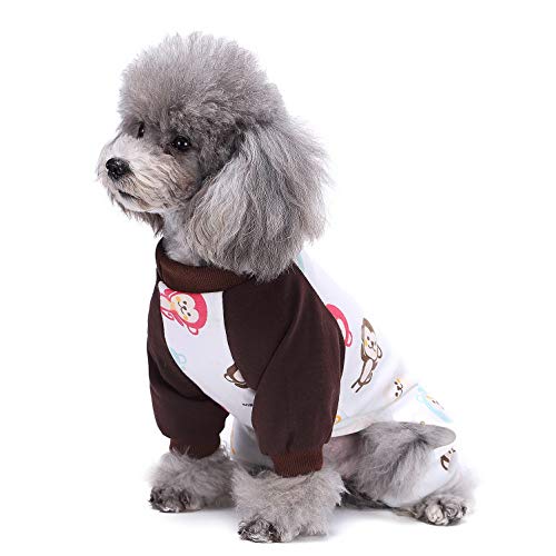 SELMAI Dog Pajamas Cat Pjs Sleepwear Breathable Soft Cotton Elastic Cat Apparel Pet Costume Cartoon Monkey rompers for Small Puppy Girls Shirts Doggies Jumpsuit Easy on Spring Summer Autumn Clothes XL