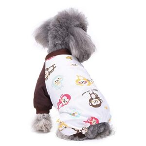 SELMAI Dog Pajamas Cat Pjs Sleepwear Breathable Soft Cotton Elastic Cat Apparel Pet Costume Cartoon Monkey rompers for Small Puppy Girls Shirts Doggies Jumpsuit Easy on Spring Summer Autumn Clothes XL