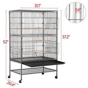 Topeakmart Wrought Iron Large Flight Parrot Bird Cage with Rolling Stand for Multiple Parakeets Conure Cockatiel Cage