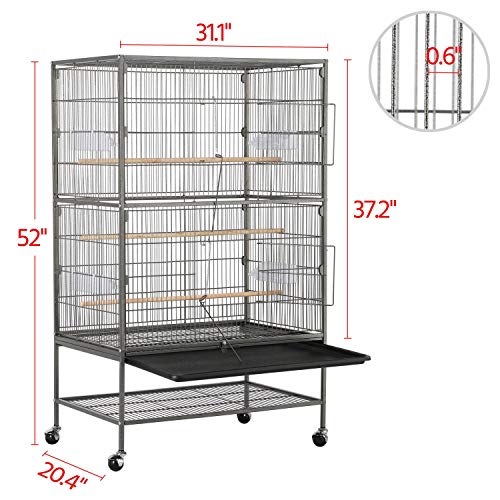 Topeakmart Wrought Iron Large Flight Parrot Bird Cage with Rolling Stand for Multiple Parakeets Conure Cockatiel Cage