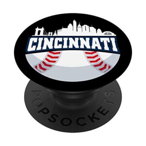 cincinnati baseball skyline ohio baseball player gift popsockets popgrip: swappable grip for phones & tablets