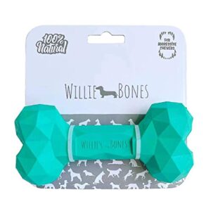 willie bones | modern dog chew toy | almost indestructible dog toys for aggressive chewers | tough + durable + strong natural rubber bone toy for small + large dogs + puppy teething | boredom chews