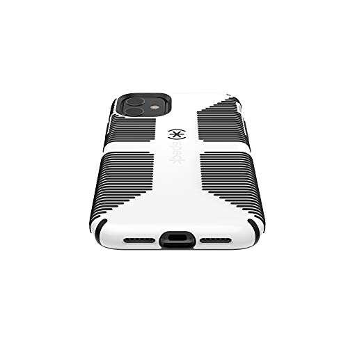 Speck iPhone 11 Case - Drop Protection, Raised Bumpers & Extra Grip Slim Design with Dual Layer Protective Cushion & Qi Wireless Charging Compatible - White, Black CandyShell Grip