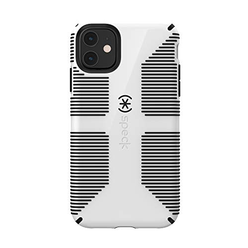 Speck iPhone 11 Case - Drop Protection, Raised Bumpers & Extra Grip Slim Design with Dual Layer Protective Cushion & Qi Wireless Charging Compatible - White, Black CandyShell Grip