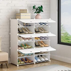 KOUSI Portable Shoe Rack Organizer 24 Pair Tower Shelf Storage Cabinet Stand Expandable for Heels, Boots, Slippers, 6 Tier White