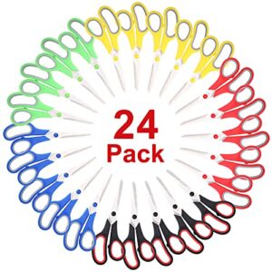 scissors bulk 24-pack, burvagy 8" multipurpose sharp scissors for school office home，all purpose scissors stainless steel blades safety soft grip handles,right/left handed…