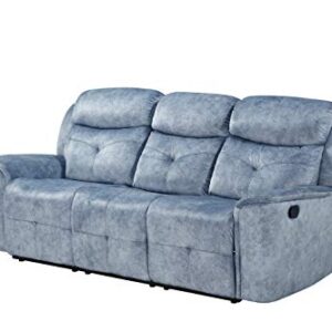 ACME Mariana Loveseat w/Console (Motion) - - Silver Blue Fabric