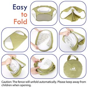 Pawaboo Small Animals Playpen, Waterproof Small Pet Cage Tent with Large Breathable Cover, Pop-up & Foldable Indoor/Outdoor Fence for Kitten/Puppy/Guinea Pig/Rabbits/Hamster/Hedgehogs, Avocado Green