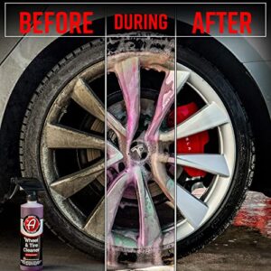 Adam’s Wheel & Tire Cleaner 16oz - Professional All in One Tire & Wheel Cleaner Use W/Wheel Brush & Tire Brush | Car Wash Wheel Cleaning Spray for Car Detailing | Safe On Most Rim Finishes