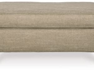 Signature Design by Ashley Almanza Traditional Rectangular Oversized Accent Ottoman, Beige