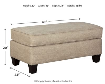 Signature Design by Ashley Almanza Traditional Rectangular Oversized Accent Ottoman, Beige