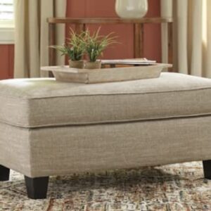 Signature Design by Ashley Almanza Traditional Rectangular Oversized Accent Ottoman, Beige