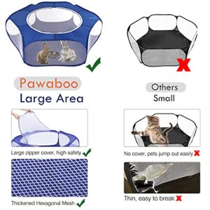 Pawaboo Small Animals Playpen, Waterproof Small Pet Cage Tent with Large Breathable Cover, Pop-up & Foldable Indoor/Outdoor Fence for Kitten/Puppy/Guinea Pig/Rabbits/Hamster/Hedgehogs, Indigo