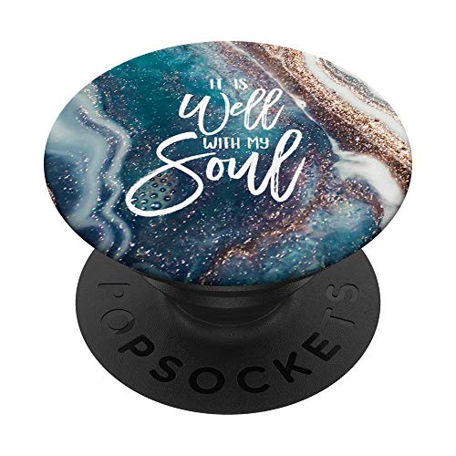 It Is Well With My Soul Hymn Turquoise Abstract Watercolor PopSockets PopGrip: Swappable Grip for Phones & Tablets