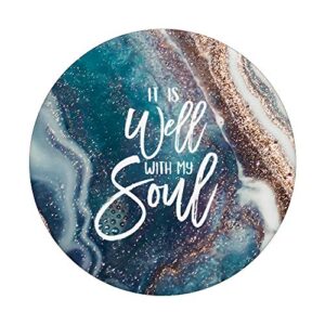 It Is Well With My Soul Hymn Turquoise Abstract Watercolor PopSockets PopGrip: Swappable Grip for Phones & Tablets