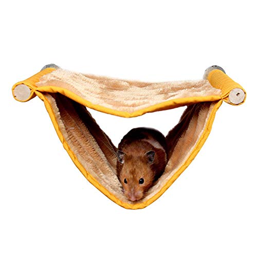 Wontee Hamster Plush Hammock Bird Hanging Bed Nest for Rat Squirrel Chinchilla Gerbil Guinea Pig Small Parrot Budgie Parakeet Lovebird Canary (S, Yellow)