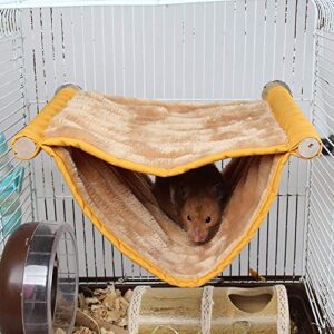 Wontee Hamster Plush Hammock Bird Hanging Bed Nest for Rat Squirrel Chinchilla Gerbil Guinea Pig Small Parrot Budgie Parakeet Lovebird Canary (S, Yellow)