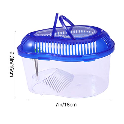 POPETPOP Reptile Carrier - Reptile Terrarium Habitat Small Turtle Tank, Turtle Container, Reptile Carrier with Cover and Handle - Above Tank Basking for Mini Pet Houses(Small)