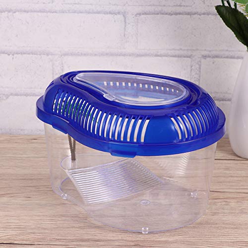 POPETPOP Reptile Carrier - Reptile Terrarium Habitat Small Turtle Tank, Turtle Container, Reptile Carrier with Cover and Handle - Above Tank Basking for Mini Pet Houses(Small)