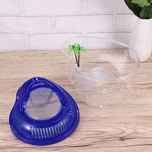 POPETPOP Reptile Carrier - Reptile Terrarium Habitat Small Turtle Tank, Turtle Container, Reptile Carrier with Cover and Handle - Above Tank Basking for Mini Pet Houses(Small)