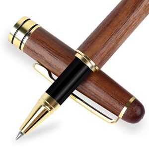 beiluner luxury walnut ballpoint pen writing set - elegant fancy nice gift pen set for signature executive business office supplies - gift boxed with extra refills (black)