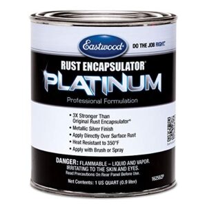 eastwood rust encapsulator platinum quart | uv resistant aluminum finish rust preventive coating | easy apply high-tech formula automotive paint to stop rust | rust remover for metal structures