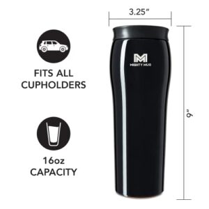 Mighty Mug Stainless Steel Travel Mug, Spill-Free Tumbler, Leak Proof Lid, 6 Hours Hot & 24 Hours Cold, Double-Walled, BPA-Free (16oz, Midnight Black)