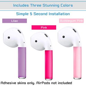 AirPod Skins Protective Wraps - Three-Color Packs - Stylish Covers for Protection & Customization, Compatible with Apple AirPods (Lilac, Bubblegum Pink, Pink)