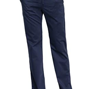 Cherokee Women Scrubs Pant Workwear Revolution Mid Rise Straight Leg Drawstring WW005, L, Navy