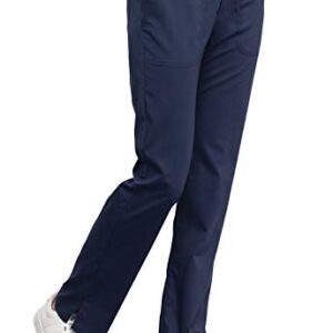 Cherokee Women Scrubs Pant Workwear Revolution Mid Rise Straight Leg Drawstring WW005, L, Navy